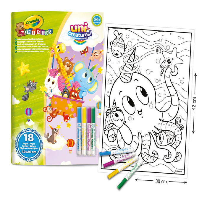 Crayola Mini Kids Maxi Coloring Pages 18p And Markers 4ct Uni-Creature ...